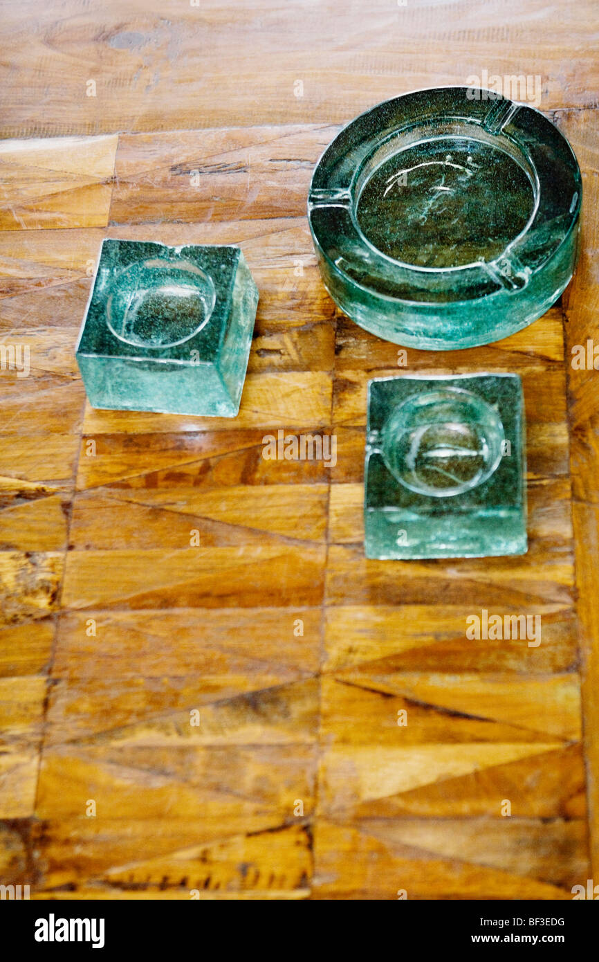 Ashtrays on a table Stock Photo - Alamy