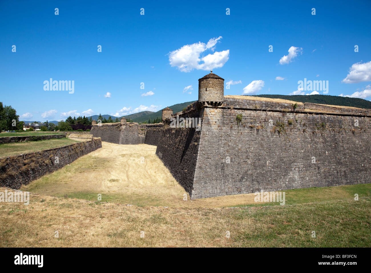 Spain, Jaca Citadel - Dry moat, fortified moat and bastion Stock Photo ...