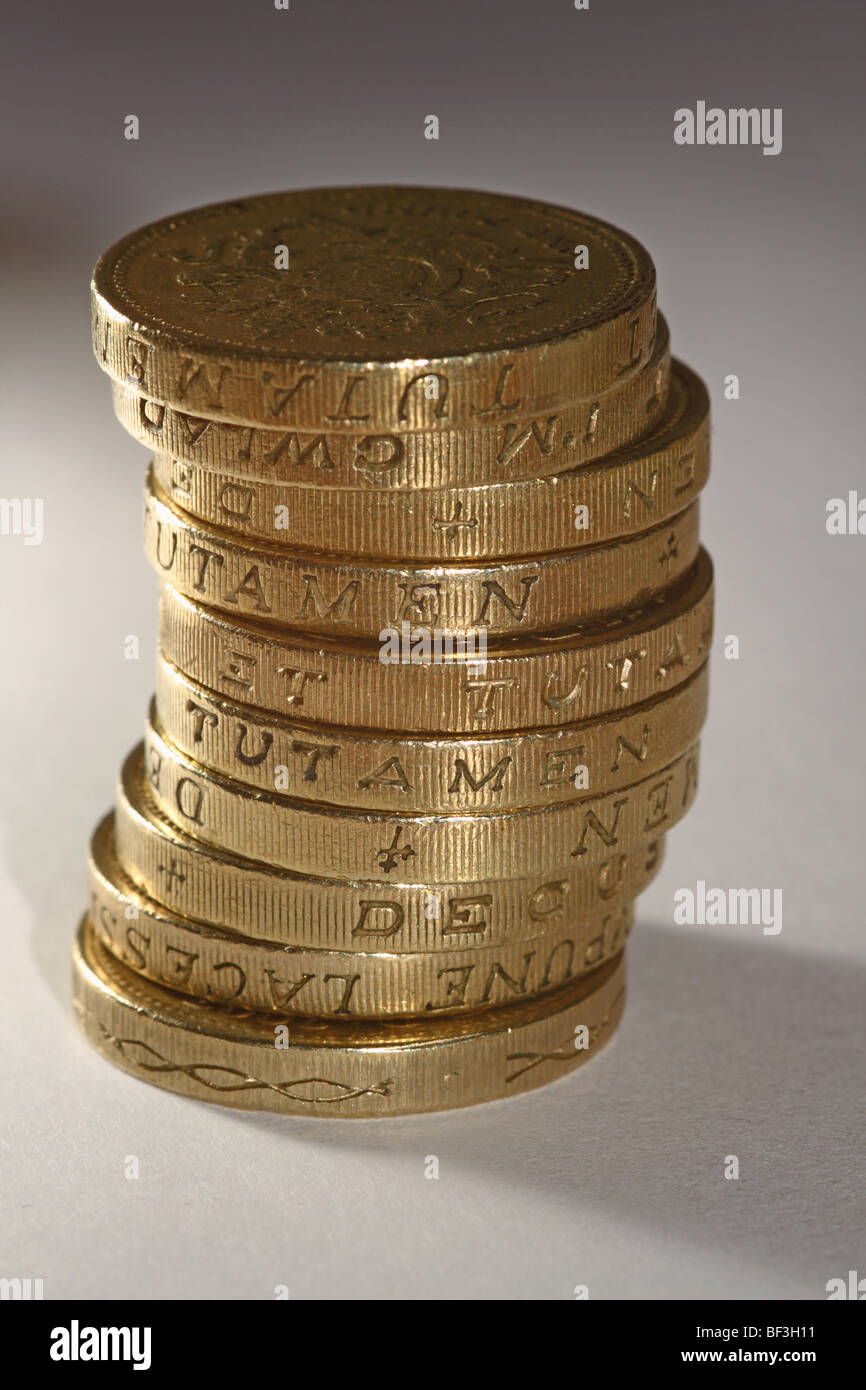A stack of ten British pound coins Stock Photo - Alamy