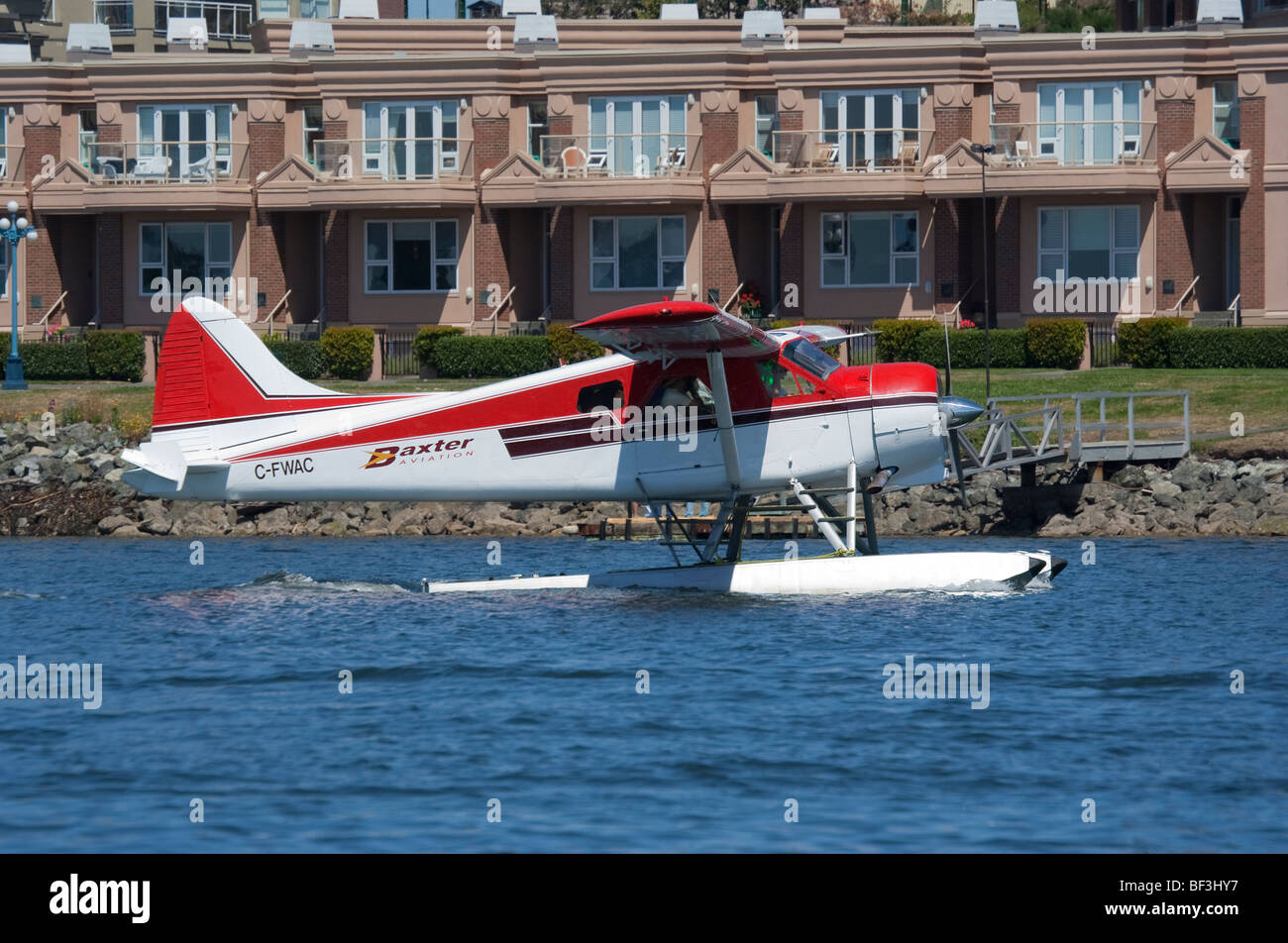 Red and White Seaplane landing - Victoria, Vancouver Island, British ...