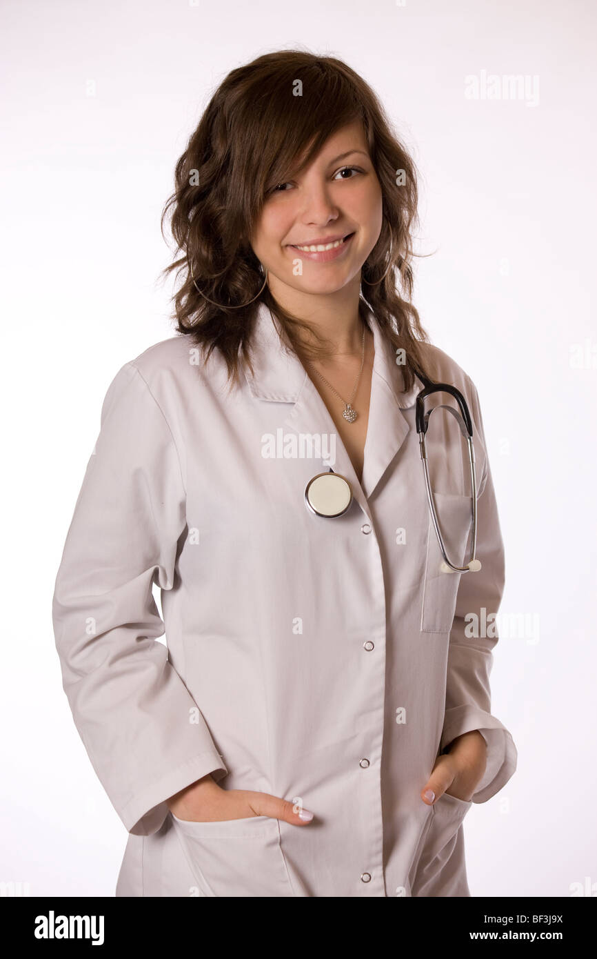 Crazy female doctor stethoscope isolated hi-res stock photography and ...