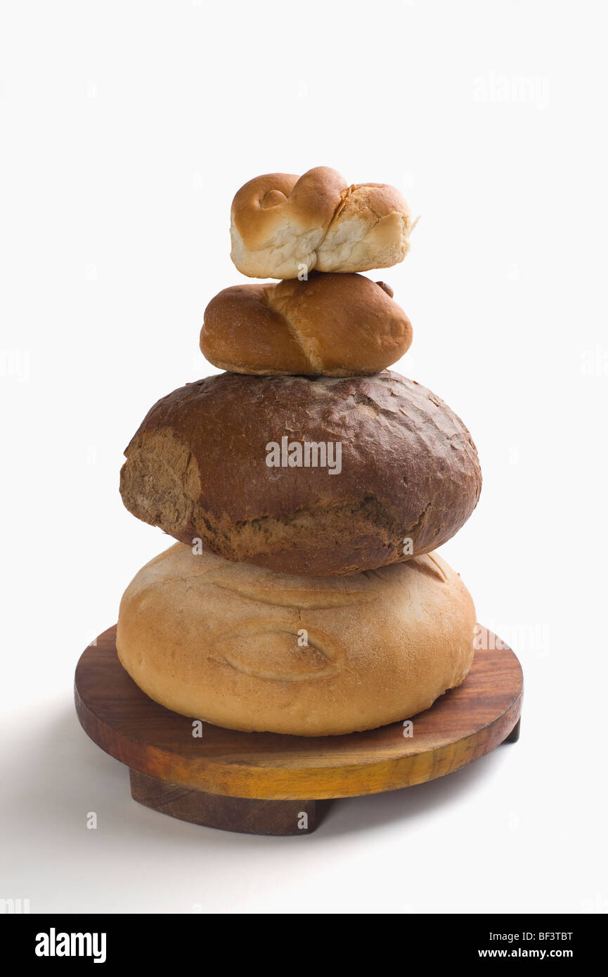 Close-up of stack of bread Stock Photo - Alamy