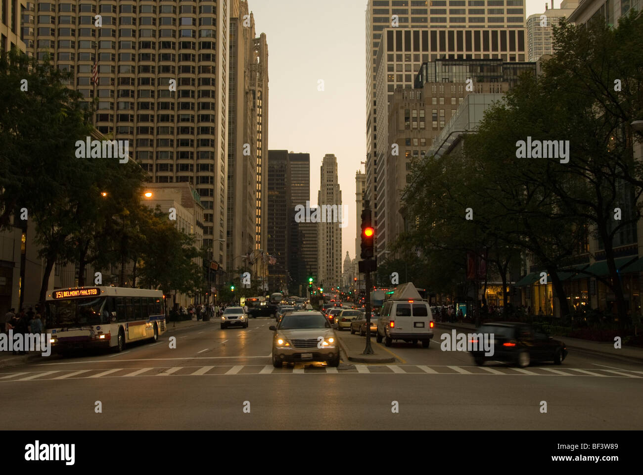 Traffic on the Magnificent Mile in Chicago, Illinois, USA Stock Photo ...
