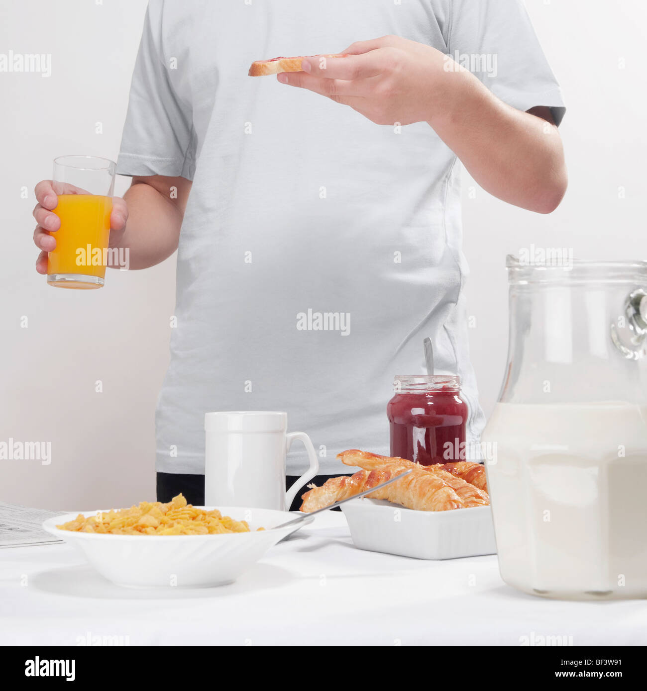 Man having breakfast Stock Photo - Alamy