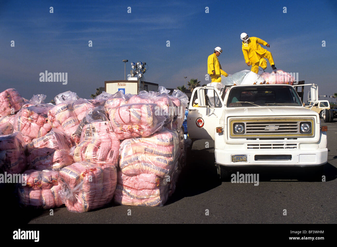 Toxic Clean Up Crew at Oil Spill Stock Photo - Alamy