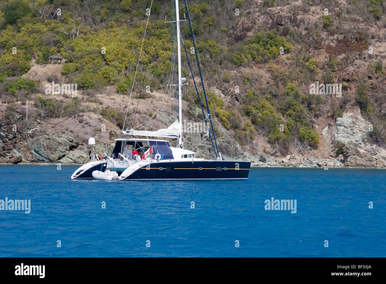 The Catamaran BLUE STAR anchored in Anse a Corosol, Saint Barthelemy ...