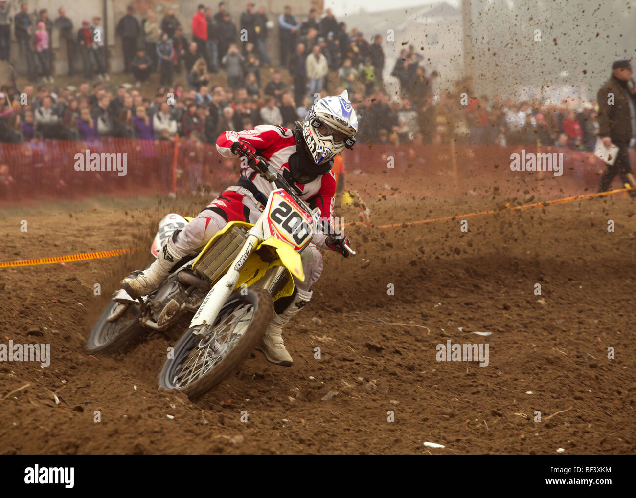 Competition on motorcycle sports among the youngest racers Stock Photo ...