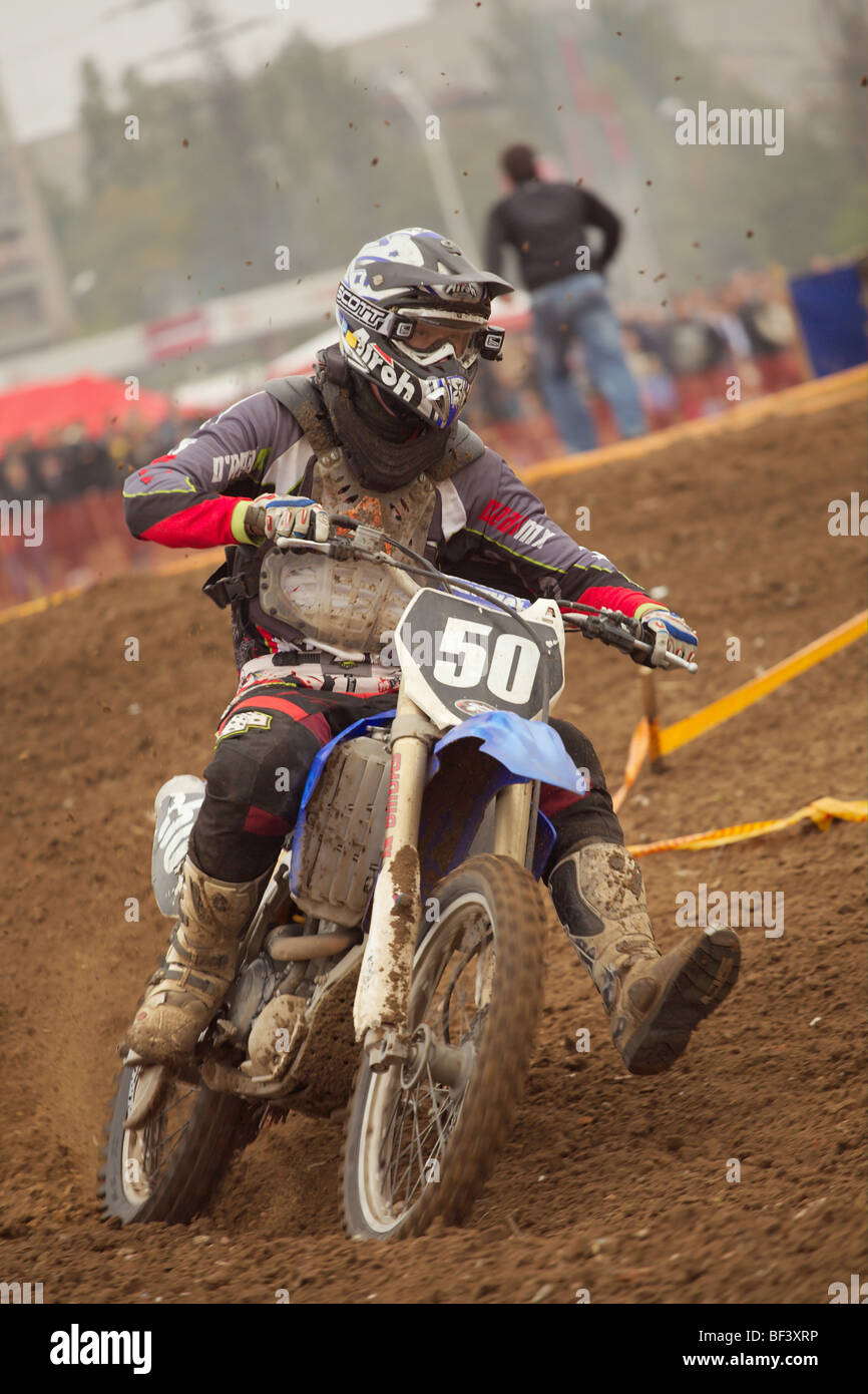 Competition on motorcycle sports among the youngest racers Stock Photo ...