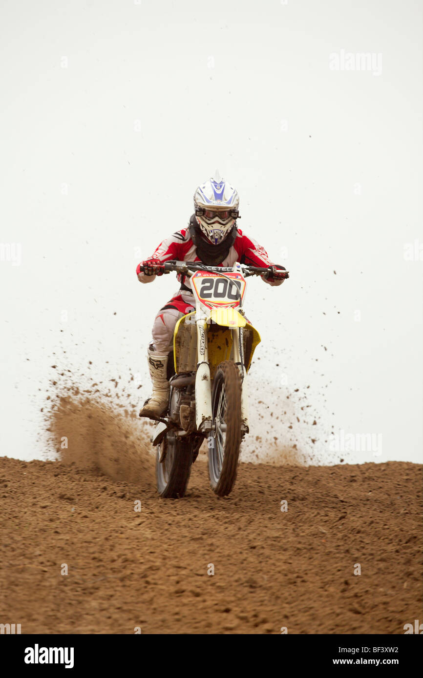Competition on motorcycle sports among the youngest racers Stock Photo ...