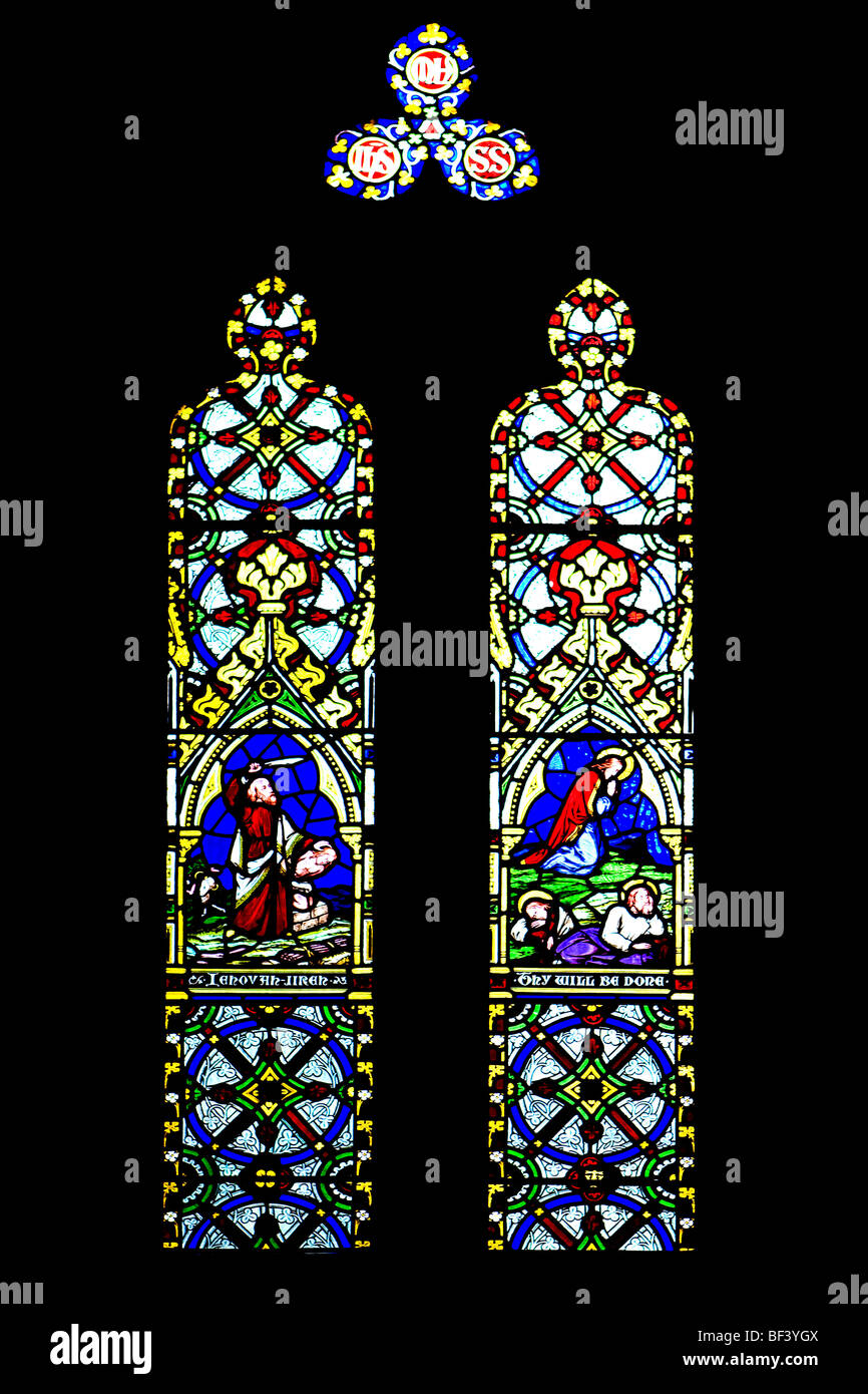 A stained glass window taken from the inside of Wimborne Minster Stock ...