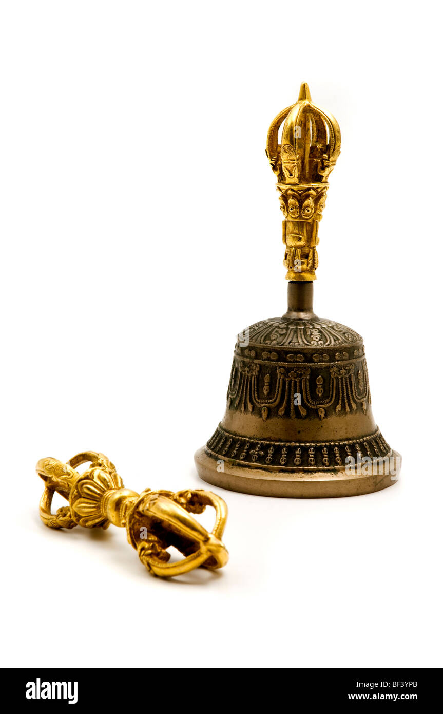 Vajra and Bell on a white background Stock Photo - Alamy