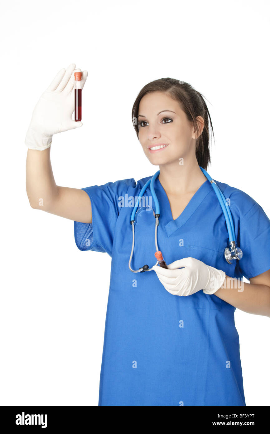 Lab tech holding a blood sample hi-res stock photography and images - Alamy
