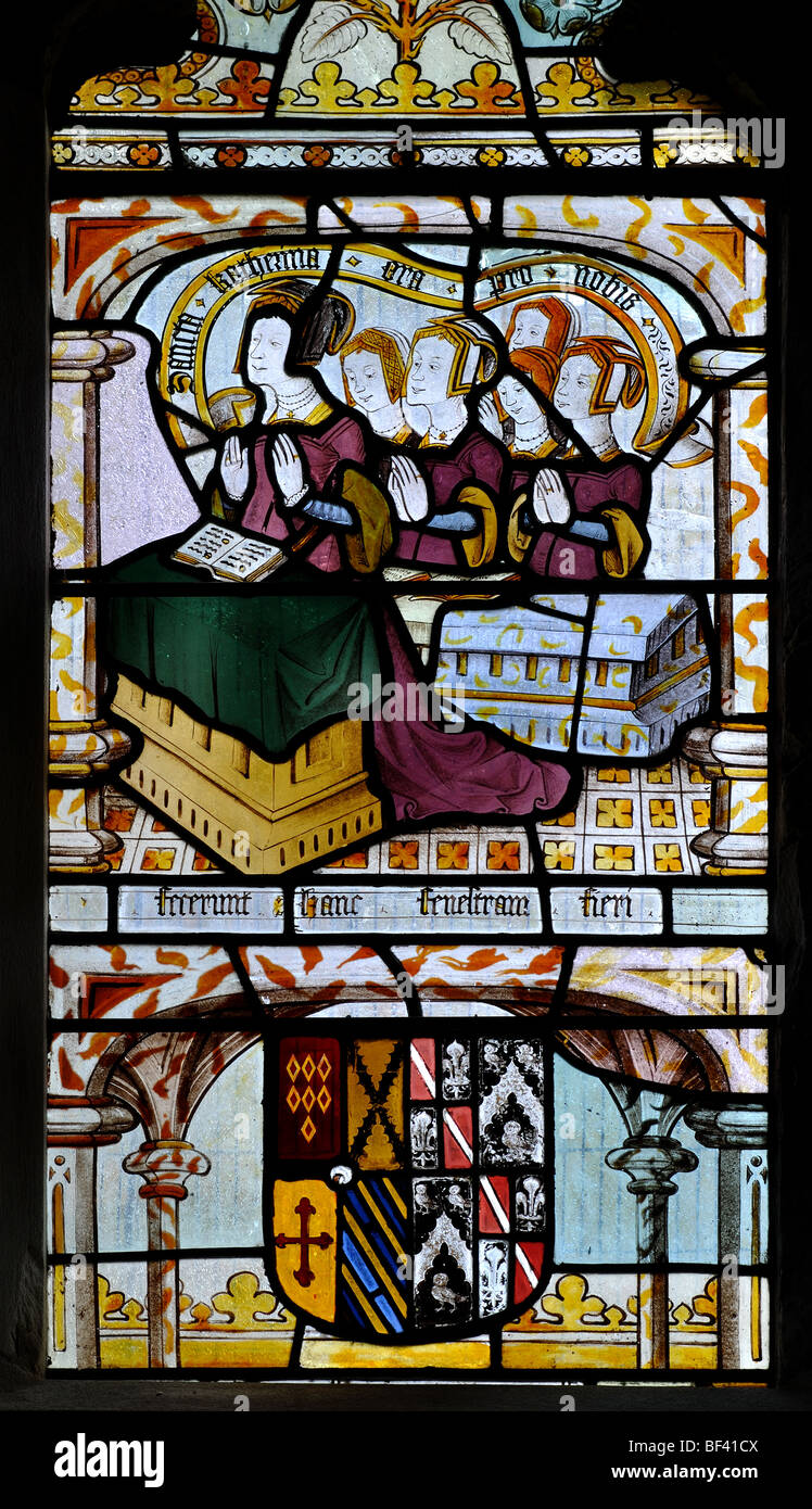 Stained glass in St. Michael`s Church, Baddesley Clinton, Warwickshire ...