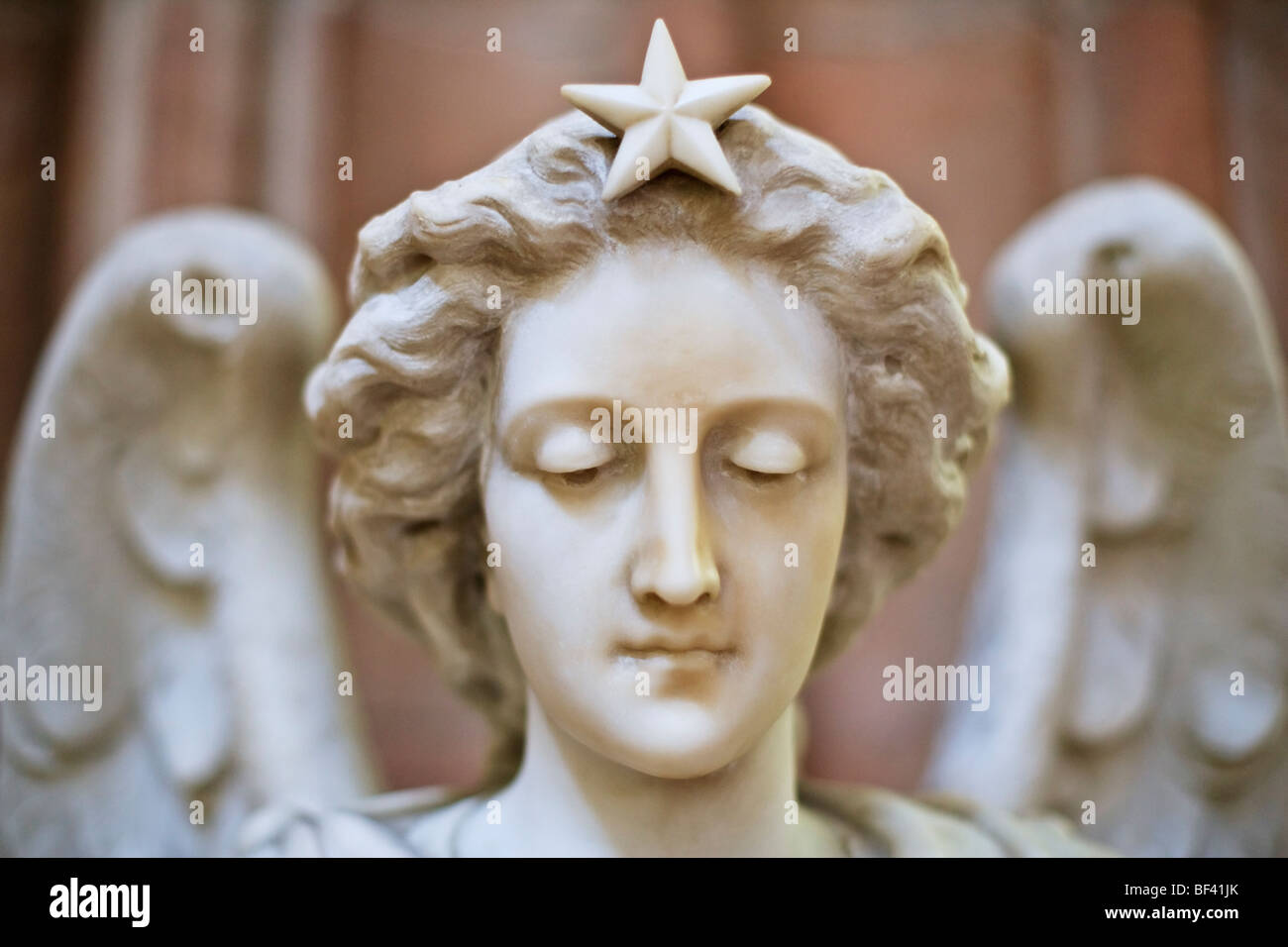 The face of a Marble statue of an angel in the St. Patrick's Roman ...
