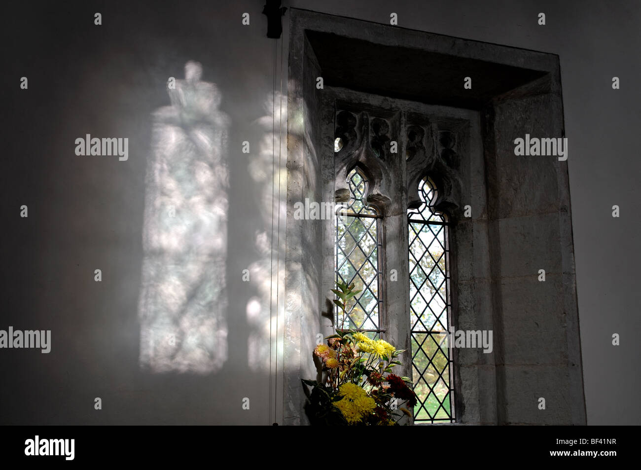 Diffuse light on wall from windows, St. Michael`s Church, Baddesley ...