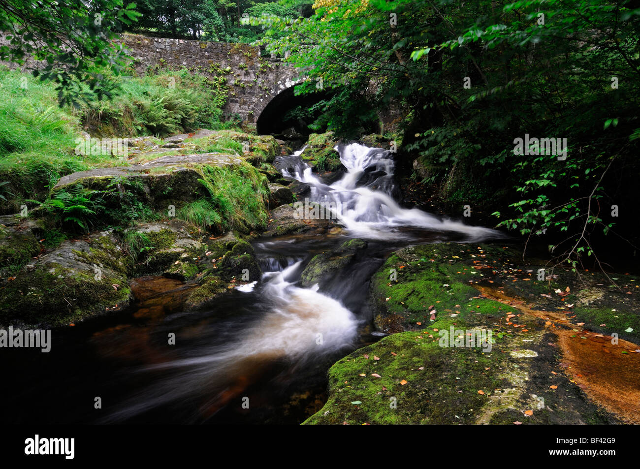 Cloghleagh River waterfall stream Wicklow Ireland stone arch arched ...