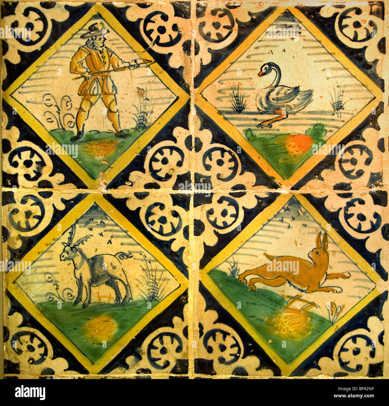 Netherlands tile tiles 1600 Amsterdam Holland Stock Photo - Alamy