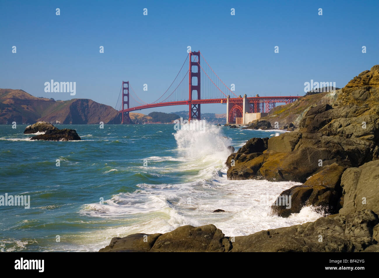 Coastal view of the Golden Gate Bridge, San Francisco, California Stock ...