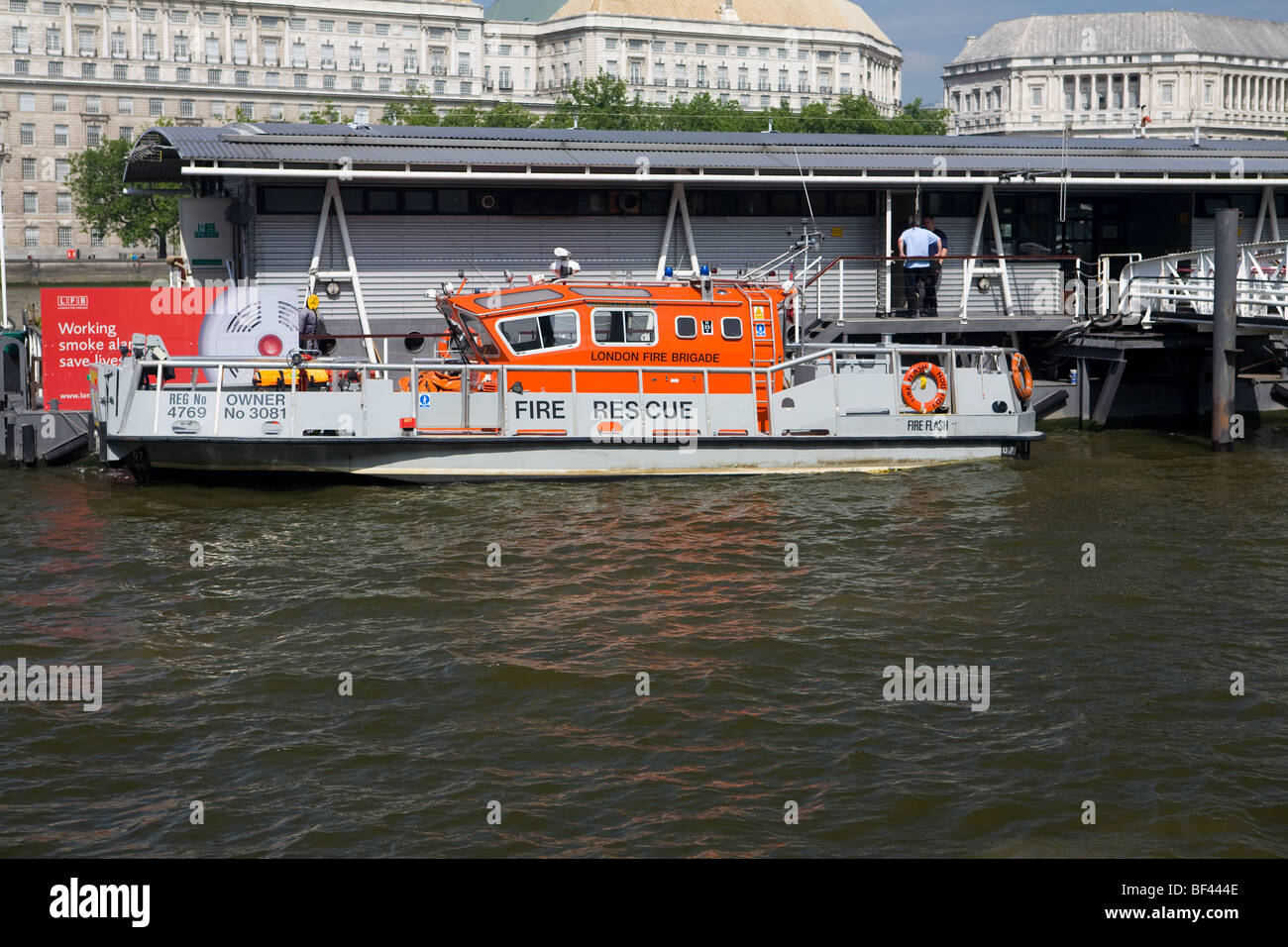 A Fire and Rescue Boat of the London Fire Service on the River Thames ...