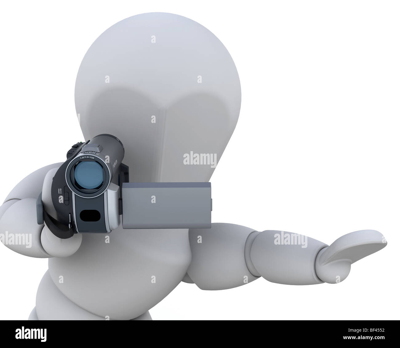 3D man with a video camera isolated over white Stock Photo - Alamy