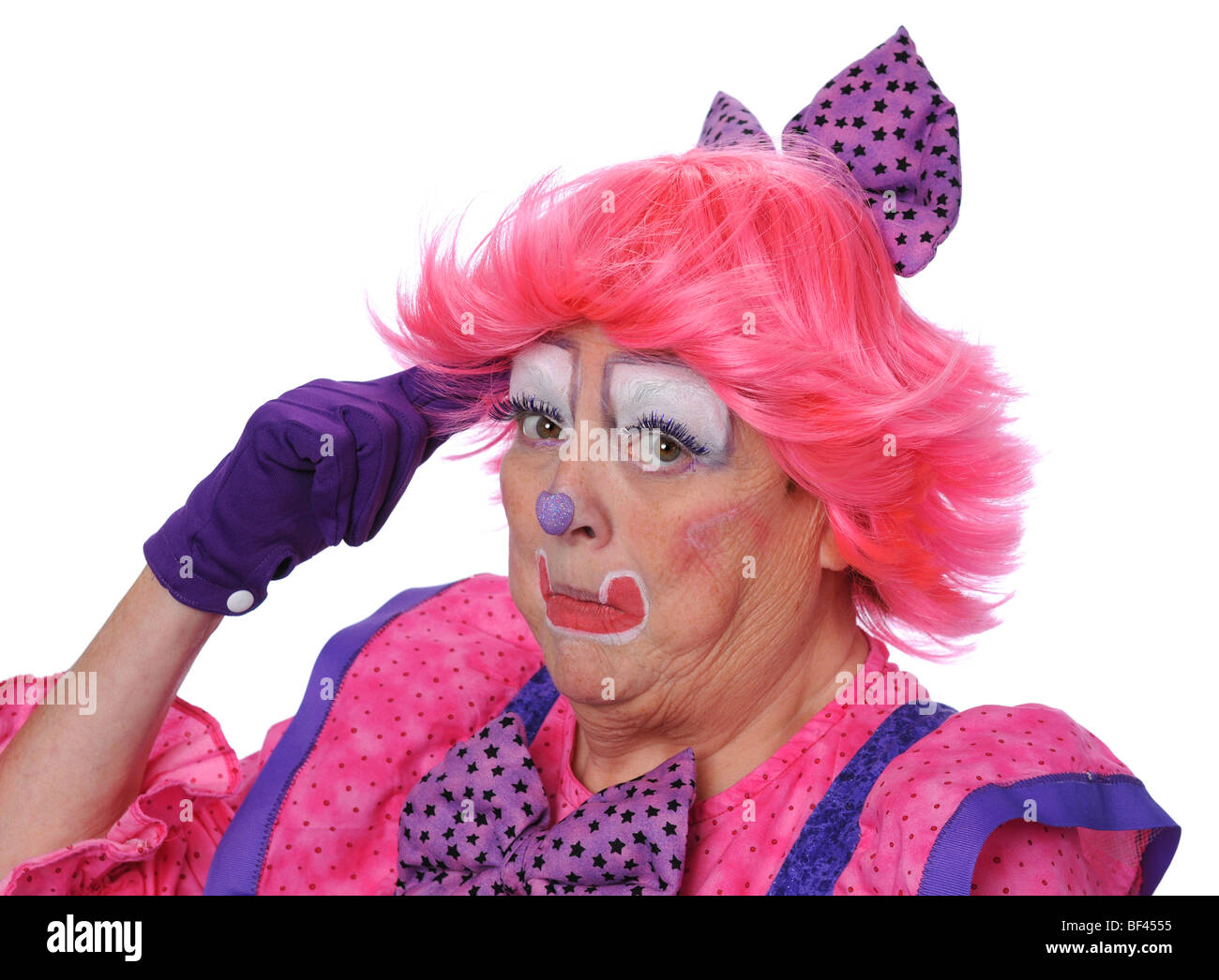 Clown gesturing think isolated over a white background Stock Photo - Alamy