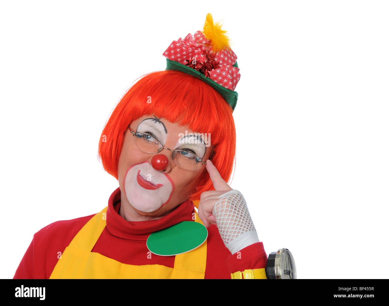 Clown thinking isolated over a white background Stock Photo - Alamy