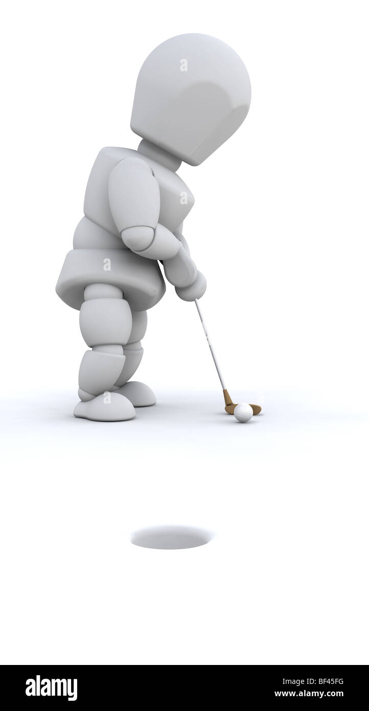 3D man playing golf isolated over white Stock Photo - Alamy