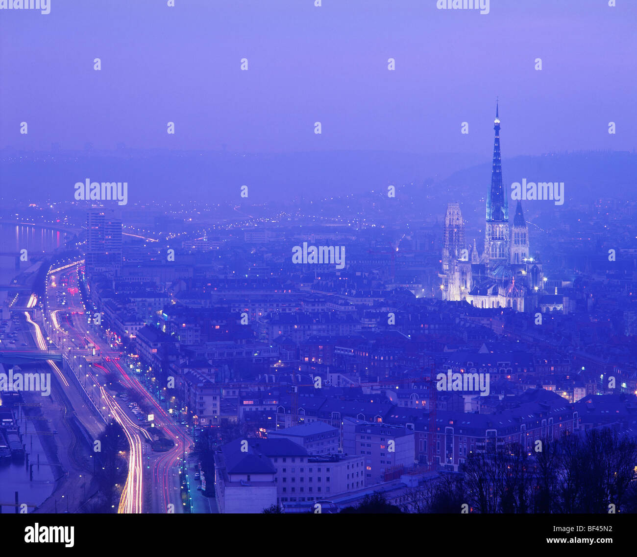 Rouen at night Seine Maritime Normandy France Stock Photo - Alamy