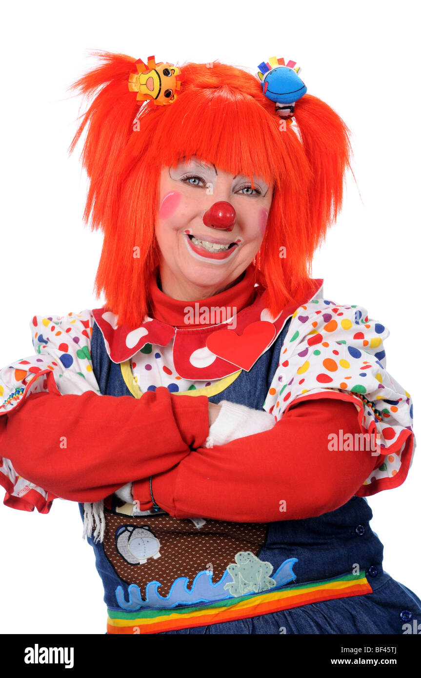 Clown with arms crossed isolated over a white background Stock Photo ...