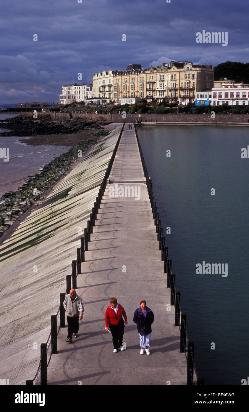 Causeway at Marine Lake at Weston Super Mare Somerset UK Stock Photo ...