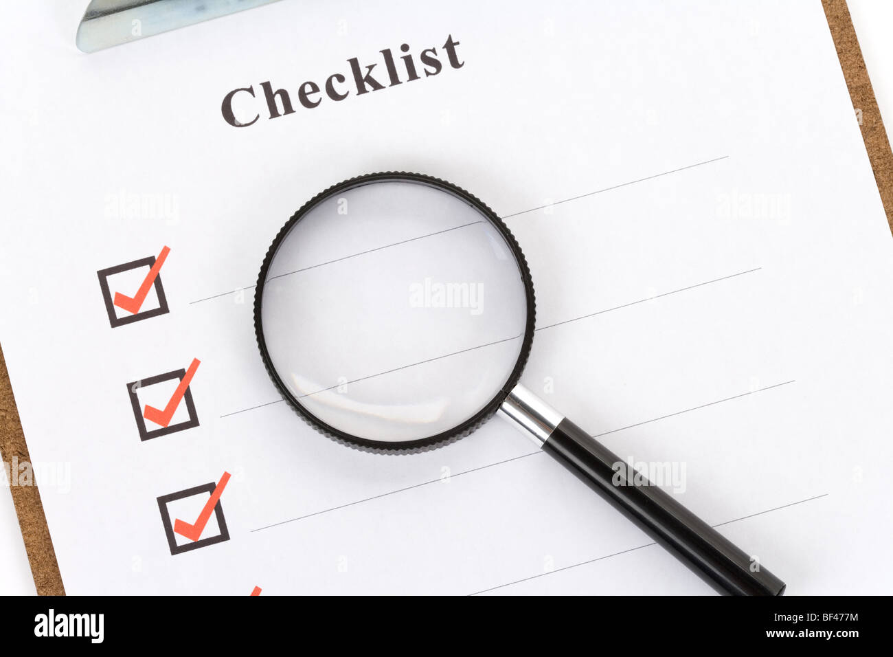 Magnifying checklist hi-res stock photography and images - Alamy