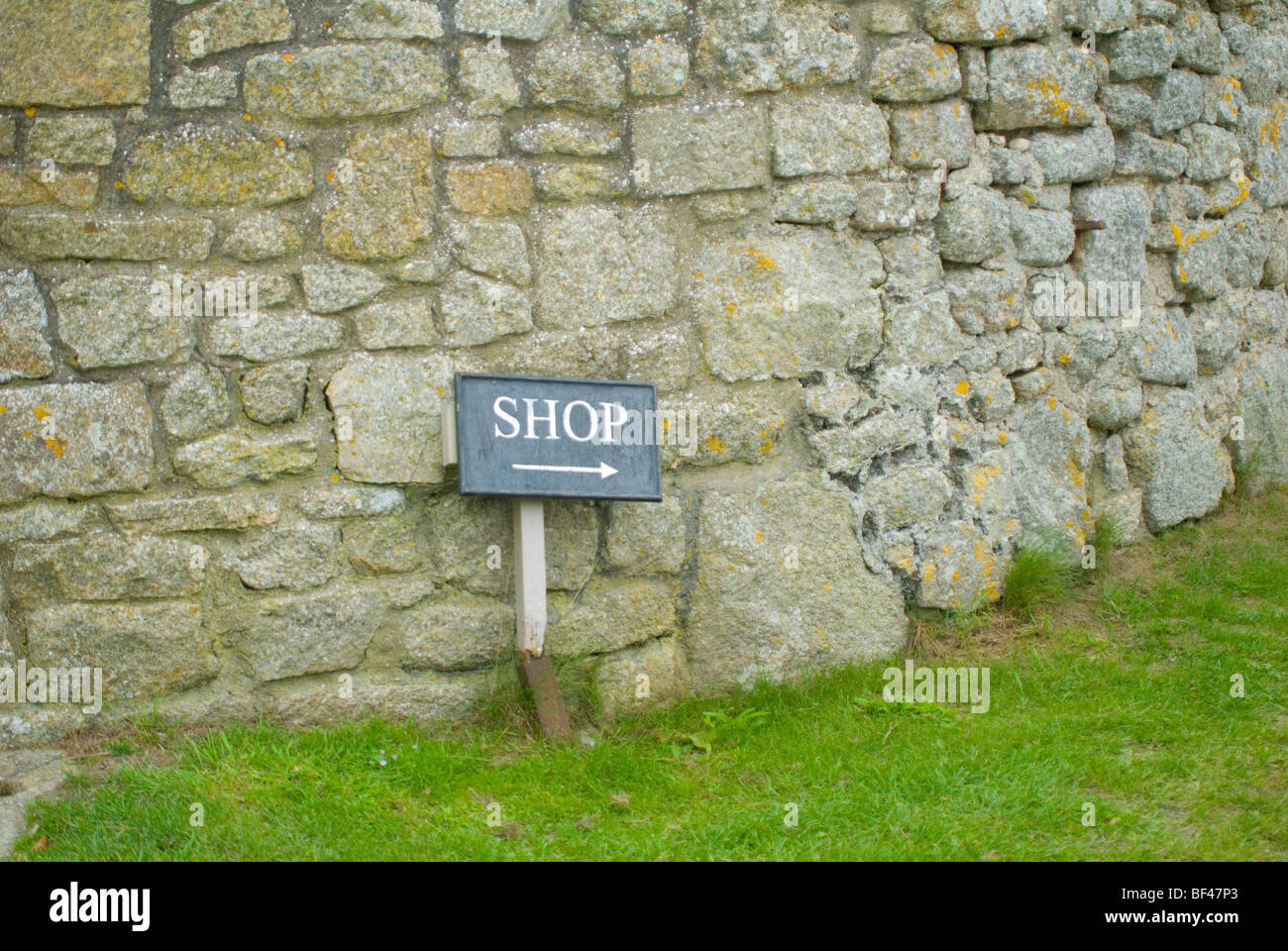A Sign showing the direction of the Shop on the Island of Lundy Stock ...