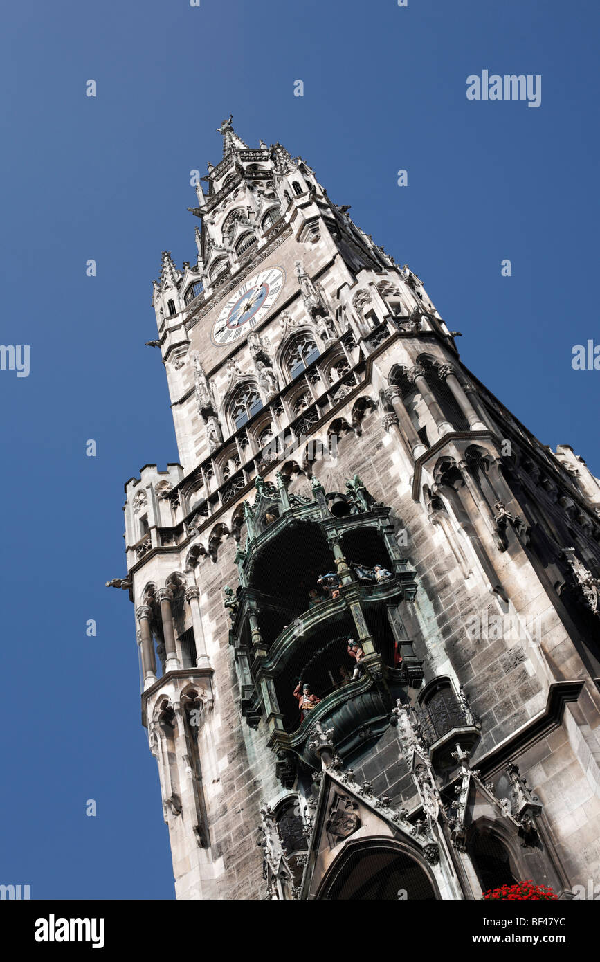 The tower of a church in Marienplatz in Munich in southern Germany ...