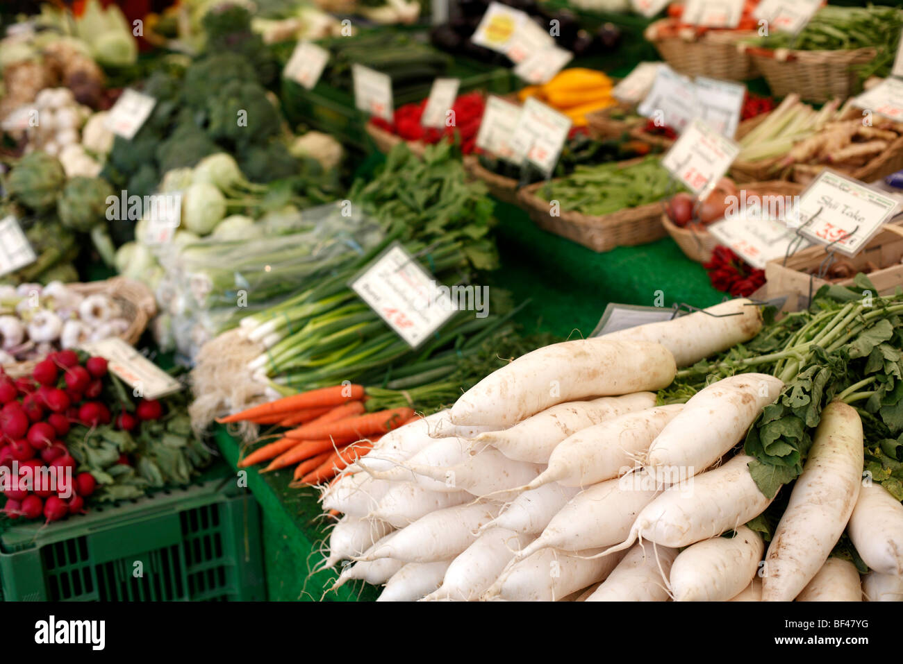 Fruit and vegetables on sale on a market stall in Germany Stock Photo ...