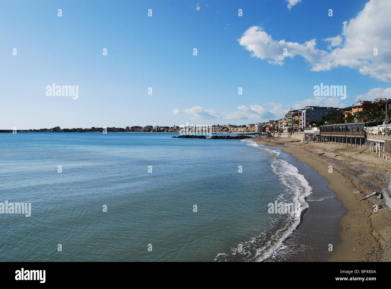 Beach of Giardini Naxos, Sicily, Italy Stock Photo - Alamy
