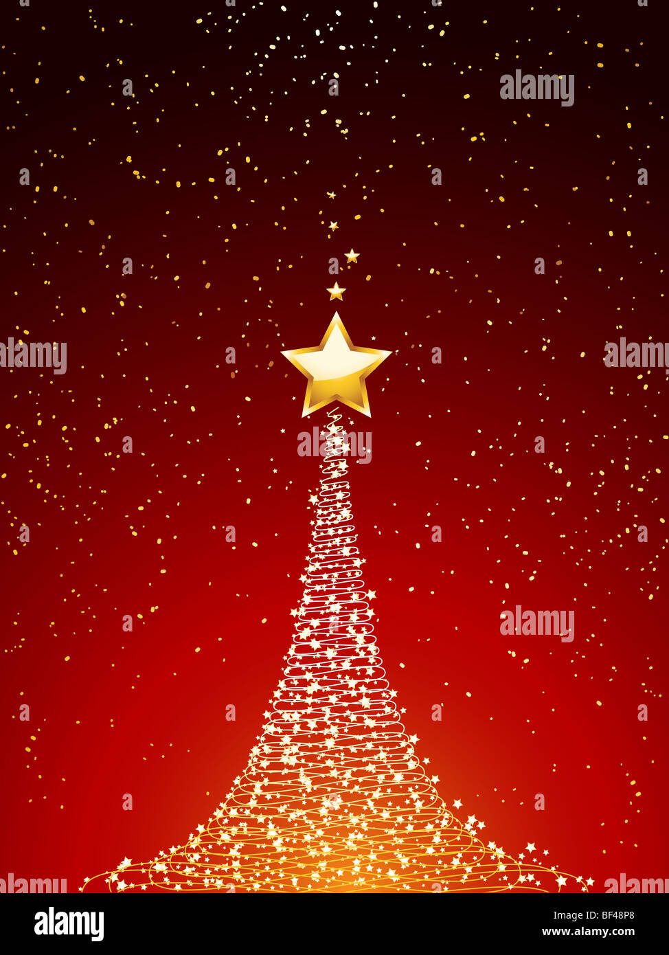 Abstract gold Christmas tree with gold star Stock Photo - Alamy