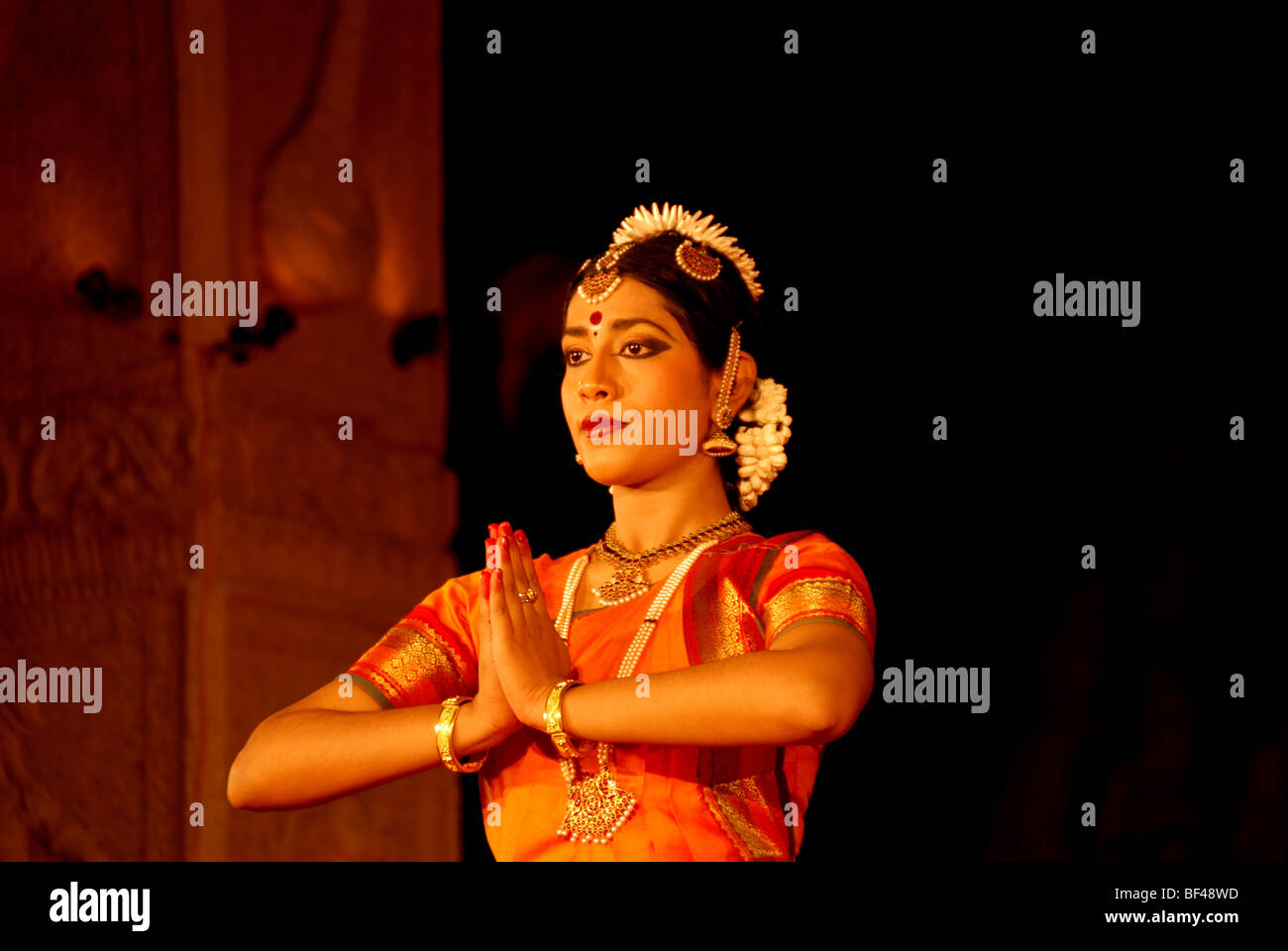 A indian Bharatanatyam dancer during a classical indian dance festival ...