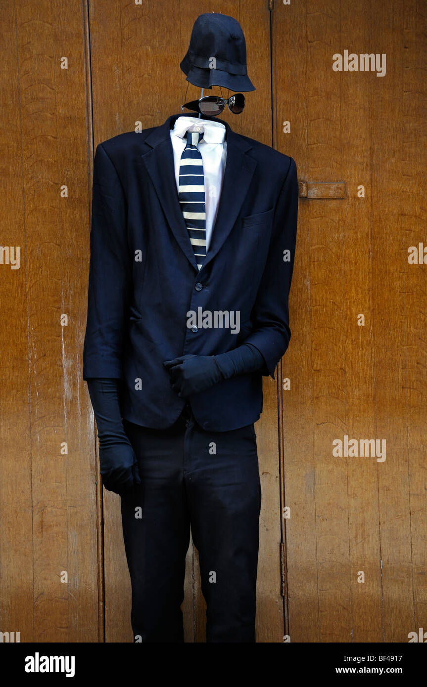 street performer performance mime artist dressed as invisible man ...