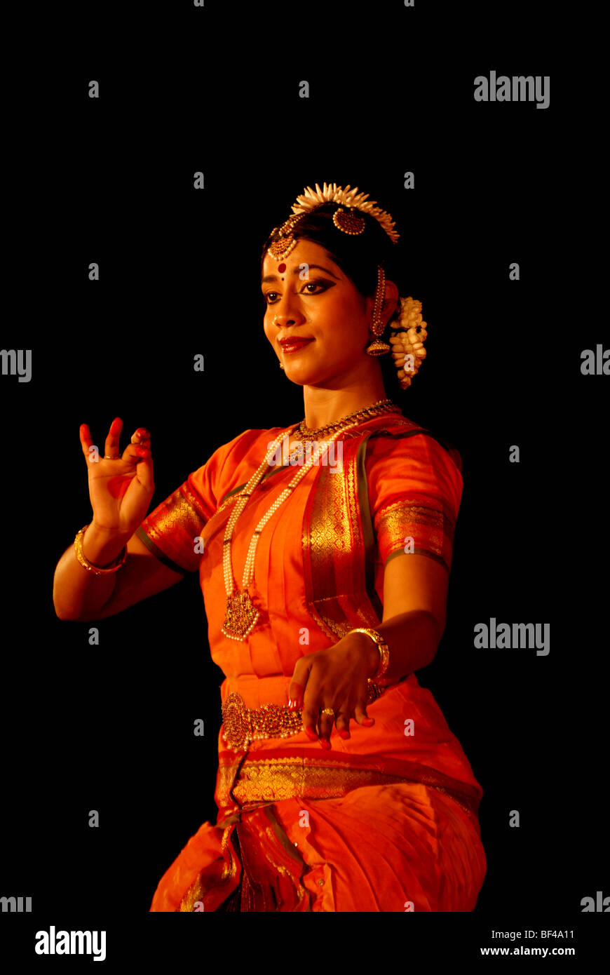 Indian bharatanatyam dancer during classical hi-res stock photography ...