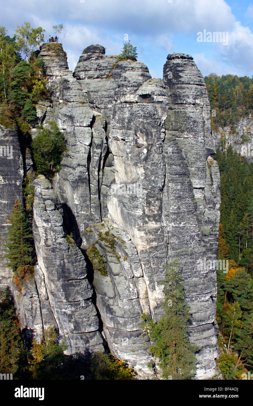 The Bastion, rock formation in the Elbsandsteingebirge Elbe Sandstone ...