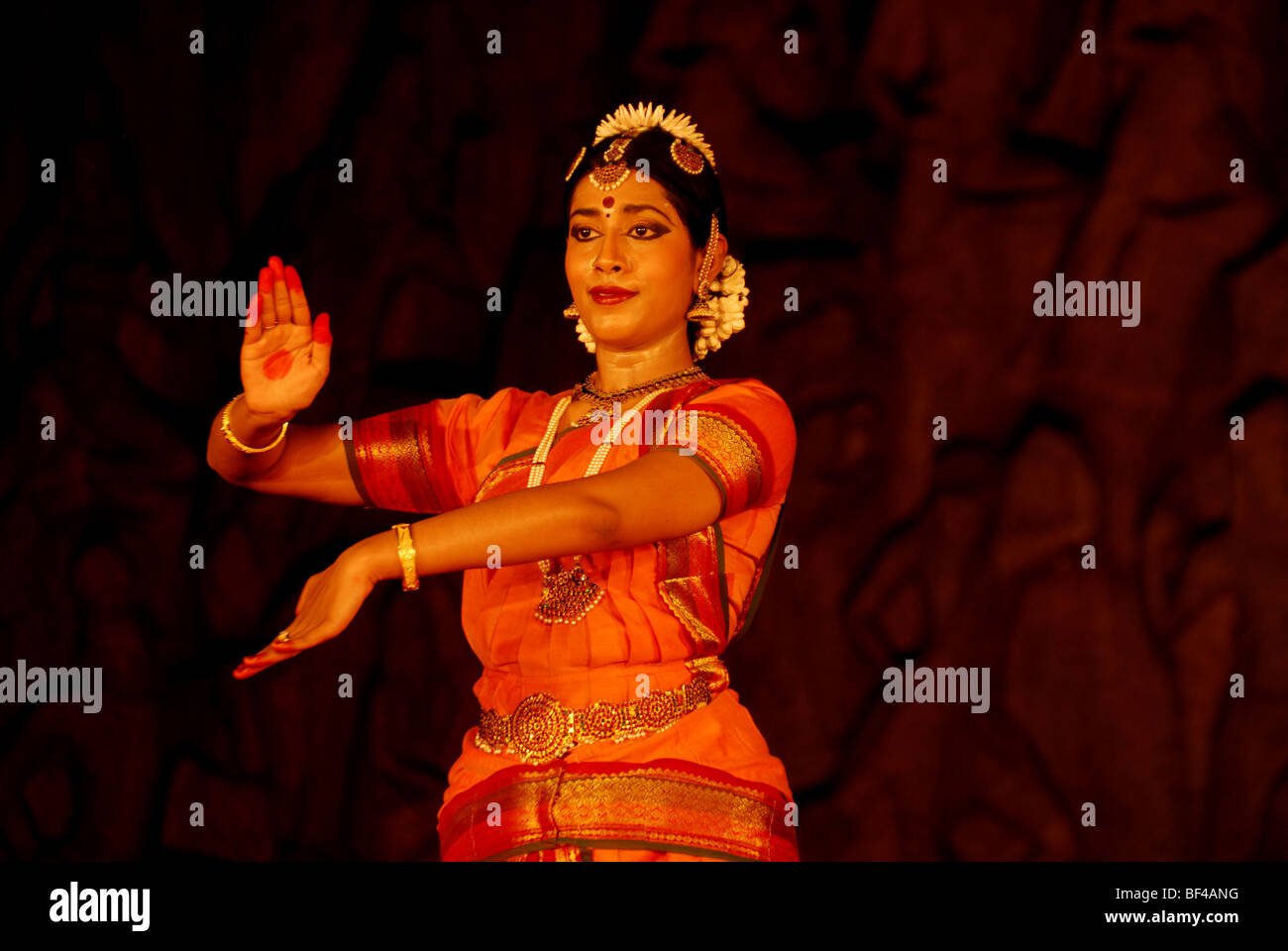 A indian Bharatanatyam dancer during a classical indian dance festival ...