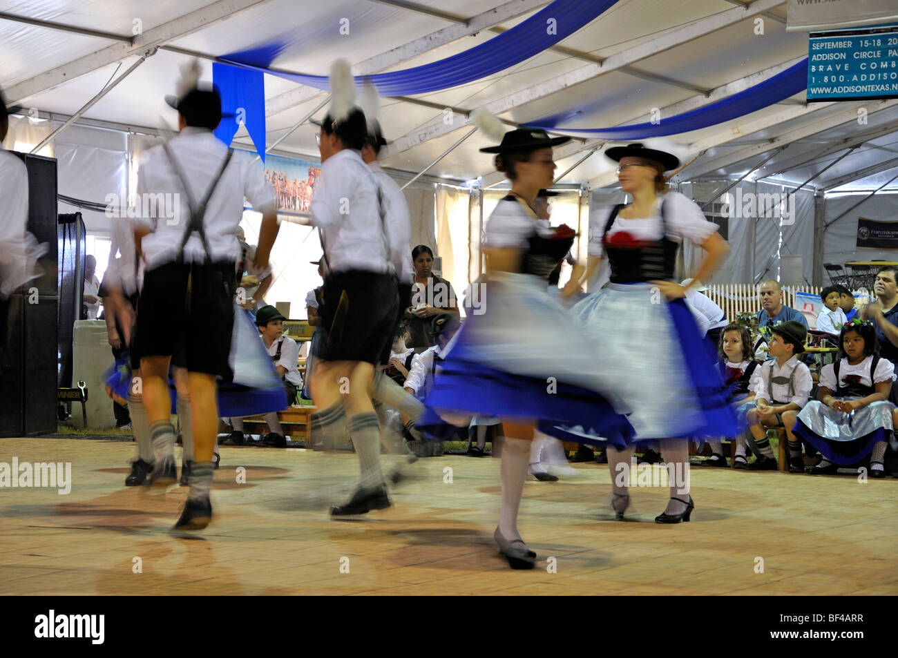 German folk dancing during the Oktoberfest in Addison, Texas, USA Stock ...