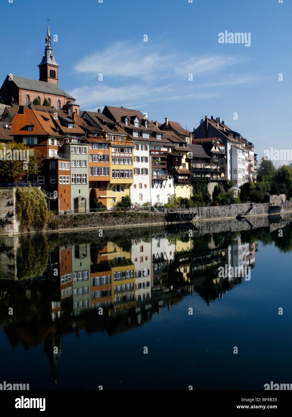 View of the German part of Laufenberg across the Rhine river from the ...