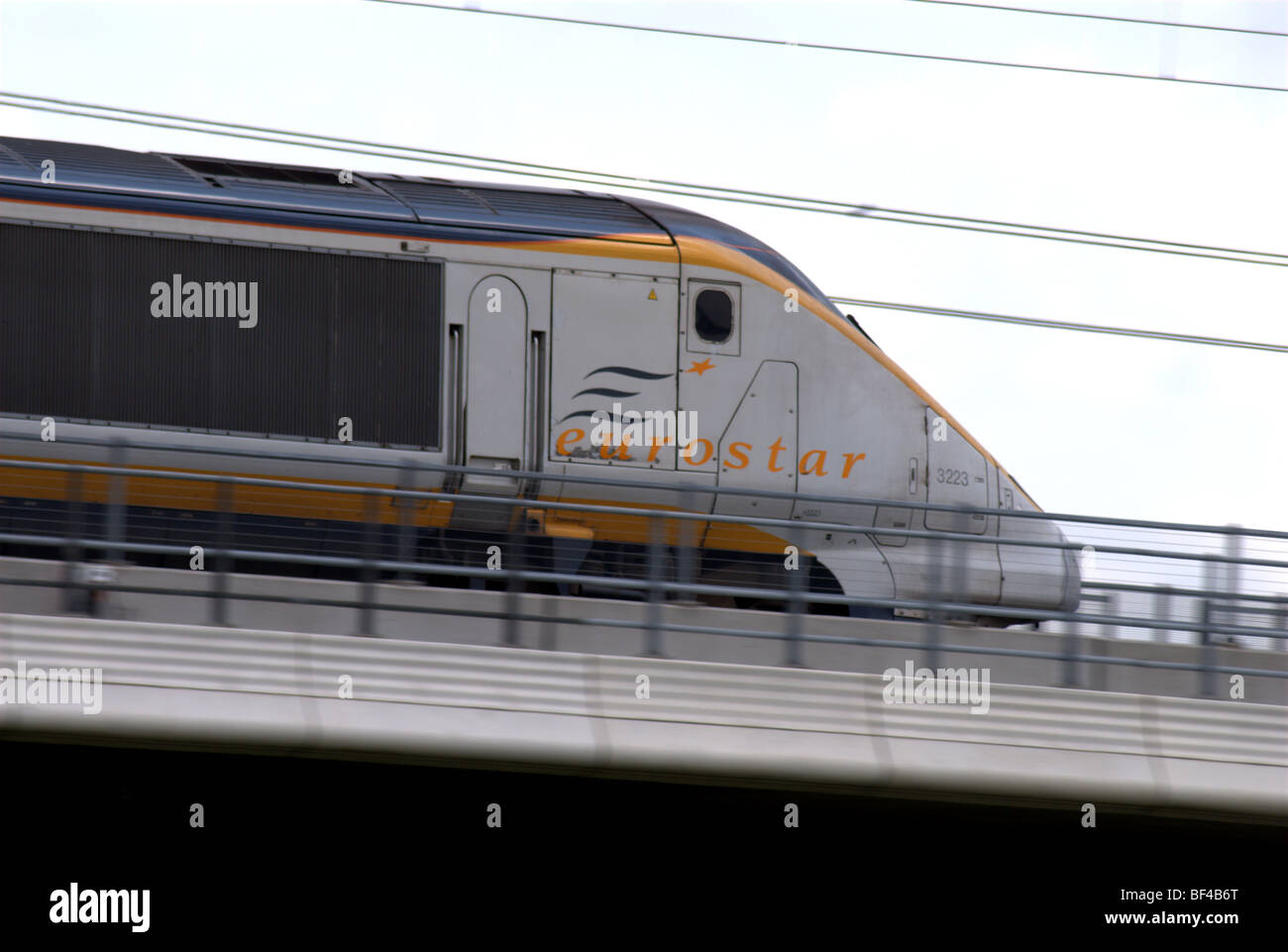 Eurostar train on elevated section of track Stock Photo - Alamy