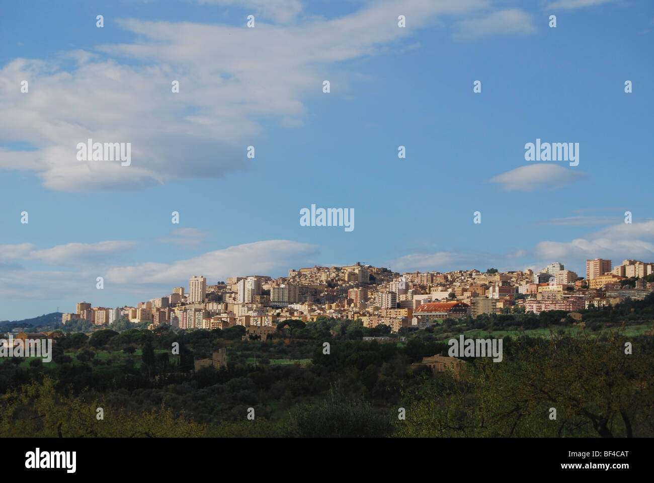 Agrigento town, picture taken from the Valley of the temples - Sicily ...