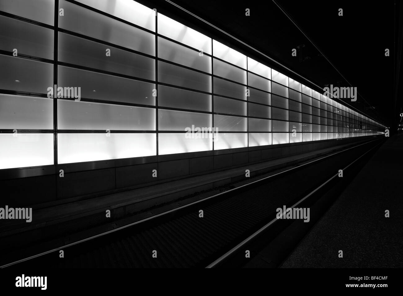 Railway tracks modern buildings Black and White Stock Photos & Images ...