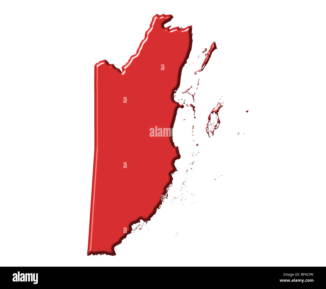 Belize 3d map with national color Stock Photo - Alamy