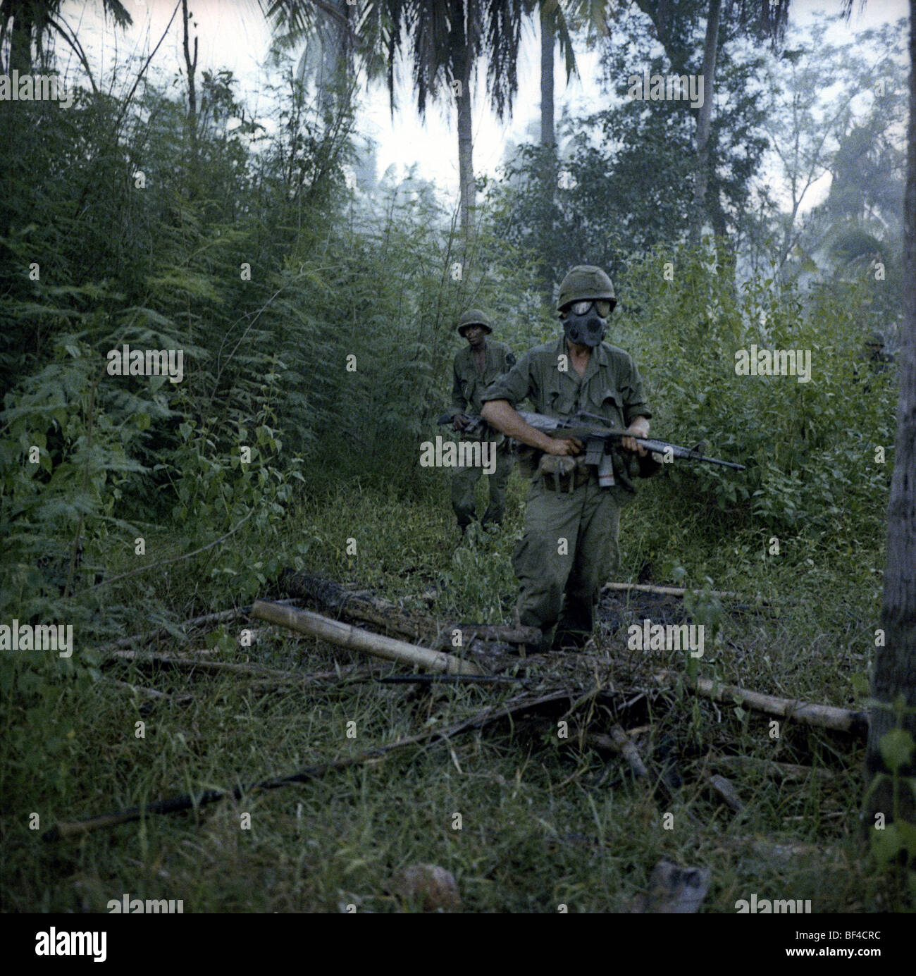 Infantry of B Troop, 1st Squadron, 9th Cavalry on patrol during during ...