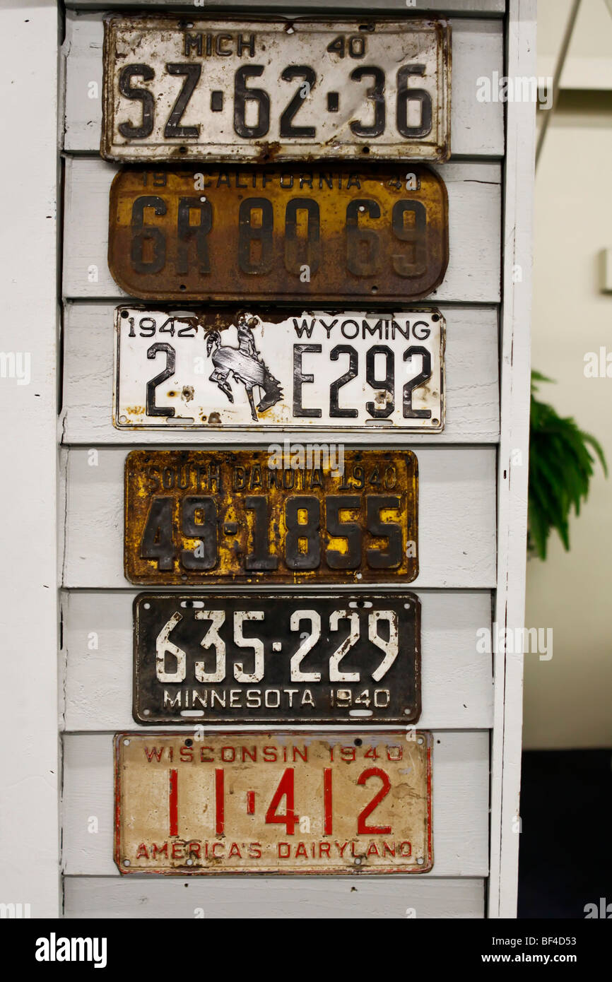 Rusty old U.S. license plates, Auto Collection in Imperial Palace Hotel ...