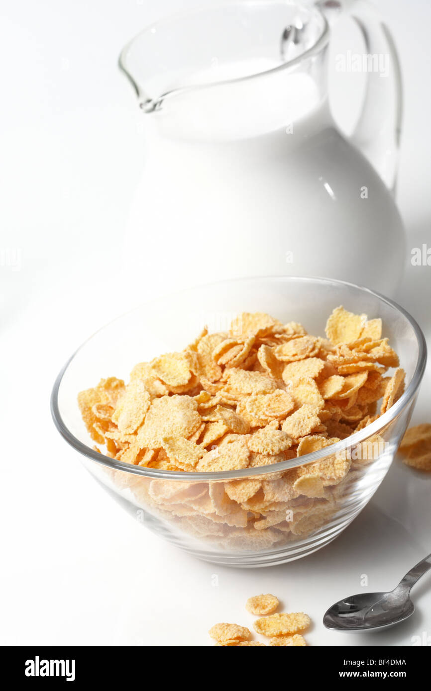 Breakfast with corn-flakes Stock Photo - Alamy